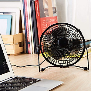 Lichamp Small Desk Fan with Clock and Temperature Display, 7 Inch Metal Frame USB Powered Flashing LED Display Electric Little Personal Cooling Fan, Quiet Table Fan with 5 Feet USB Cable