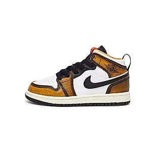Little Kid's Jordan 1 Mid SE Wear Away Black/Taxi-White-Sail (DQ8419 071) - 13
