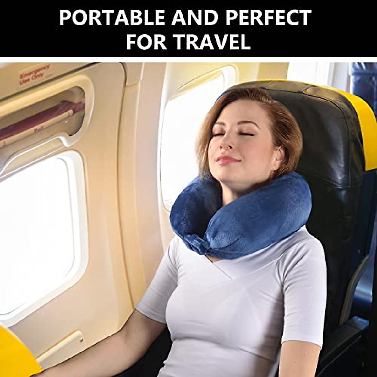 SOCHOW Travel Blanket or Neck Pillow, 2-in-1 Soft Fleece Blanket with Neck Pillowcase Sets for Airplane Car Camping and Office, Navy Blue