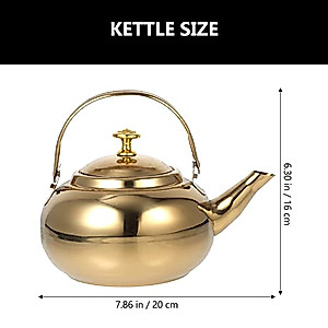 Hemoton Stainless Steel Tea Kettle Stovetop Teapot Hot Water Boiling Kettle with Handle Gas Cooker Metal Kettle Coffee Pot Golden
