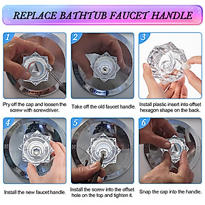 Dreyoo 2 Pack Faucet Handle Compatible with Delta Faucet RP17451, Replacement Faucet Handle with Offset Hole for Shower/Tub, 2-1/2'' x 2-1/8'' Faucet Knob, Single Knob Handle, Clear Acrylic Finish