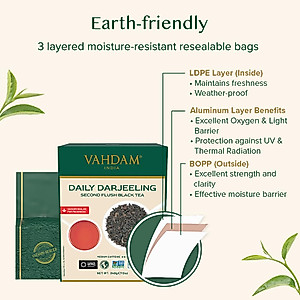 VAHDAM, Darjeeling Tea Leaves From Himalayas 170+ Cups (340g/12oz) Pure Unblended Darjeeling Black Tea, FTGFOP1 Grade Loose Leaf Tea | Packed & Shipped Direct From Source In India