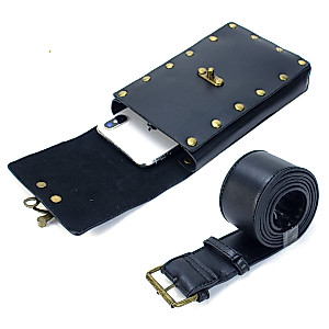 Cellphone Holder Retro Belt Pouch Waist Bag Fanny Pack Steampunk Medieval Renaissance Purse Halloween Costume Accessory (Black)