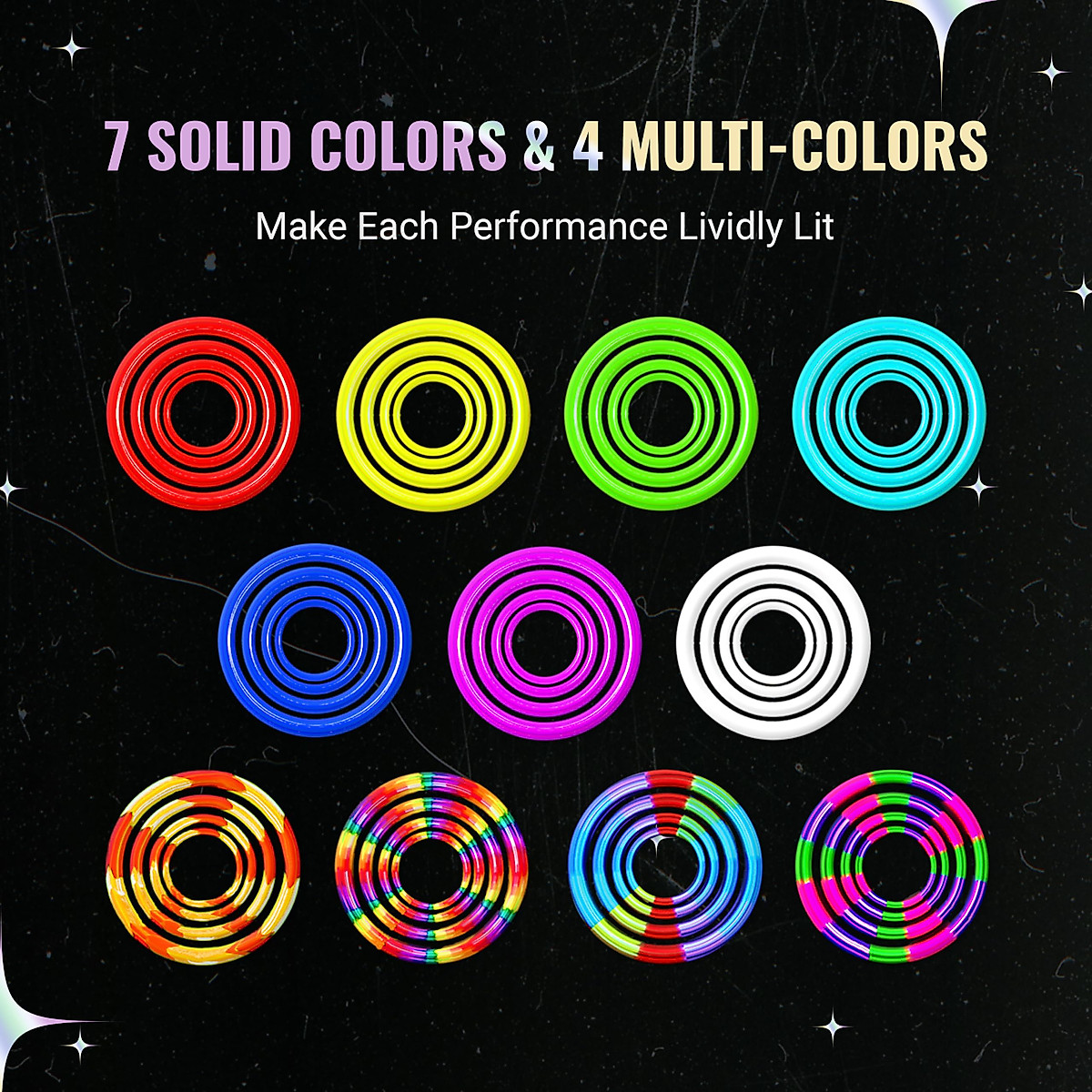 UltraPoi UltraKnob Handles Set (Pair (2)) - Rechargeable LED Poi Knob Handles for Poi Balls - Over 30 Rainbow Color Modes & Flashing Patterns - Silicone Knob Set for Poi, Flow Arts, & Light Spinning