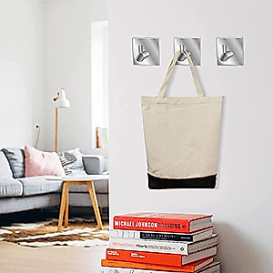 Adhesive Towel Hooks, Stainless Steel Shower Hooks 6 Piece Brushed Nickel Robe Hook Holder for Bathroom Bedroom Kitchen Hotel Cabinet