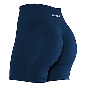 AUROLA Intensify Workout Shorts for Women Seamless Scrunch Short Gym Yoga Running Sport Active Exercise Fitness Shorts(XS,Tuxedo Blue)