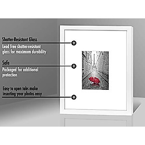 Americanflat 11x14 Picture Frame in White - Use as 5x7 Frame with Mat or 11x14 Frame Without Mat - Engineered Wood with Shatter Resistant Glass, and Includes Hanging Hardware for Wall