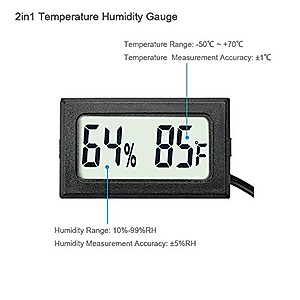 2-Pack Mini Digital Hygrometer Thermometer Gauge with Probe LCD Display Temperature Fahrenheit Humidity Meter for Incubator Reptile Plant Terrarium Humidor Guitar Case