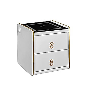 HIGOH Bedside Table Smart Bedside Cabinet Hotel Wireless Charging with LED Multi Functional Wood End Table USB Charging Bedroom Storage Cabinet