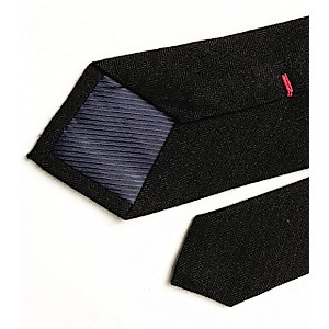 Ctskyte Men Skinny Black Silk Wool Ties Cotton Timeless Matte Texture Neckties for Groom