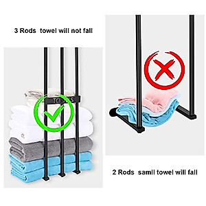 Towel Rack Wall Mounted, Towel Holder for Bathroom Wall, Minimalist Design for 3 Bar Towel Racks, for Bathroom, Camper Vans and Camper，for Folded Large Towel – Black