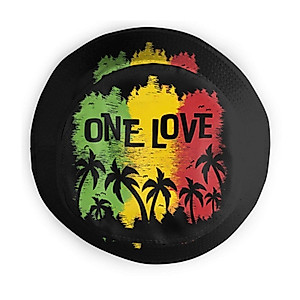 1 Love Music Reggae Rasta Unisex Bucket Hat Summer Travel Beach Sun Hats Outdoor Cap