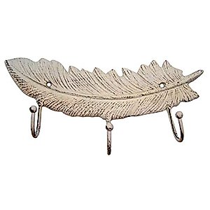 Large Feather Cast Iron Wall Hook, 5 3/4 Inch