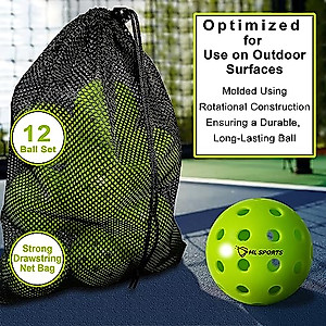 Marc Logan Sports Outdoor Pickleball Balls - Durable & High Performance Pickleball Outdoor Balls | Perfect Pickleball Trainer or Pickleball Gifts for Every Player in-Between | Pickle Ball Sports Balls