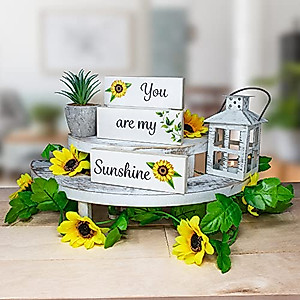 JennyGems You Are My Sunshine Decor Sign, Sunflower Decorations, Tabletop, Mantel and Centerpiece Modern Farmhouse Accents, Made in USA