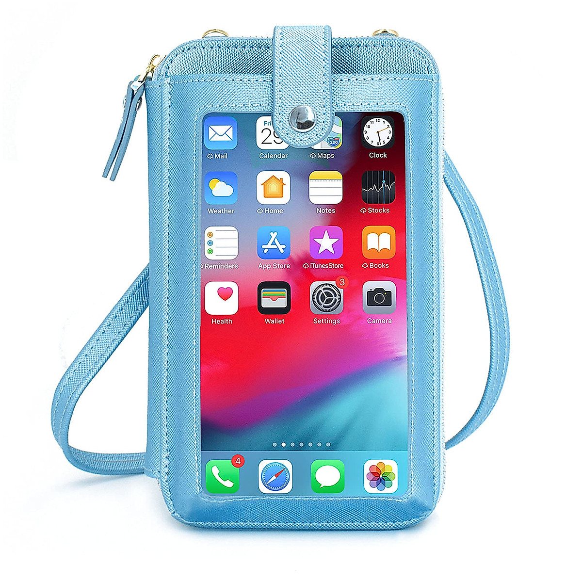 Womens Small Crossbody Bag Shoulder Purse Touch Screen Cellphone Wallet Handbag (A-Ice Blue)