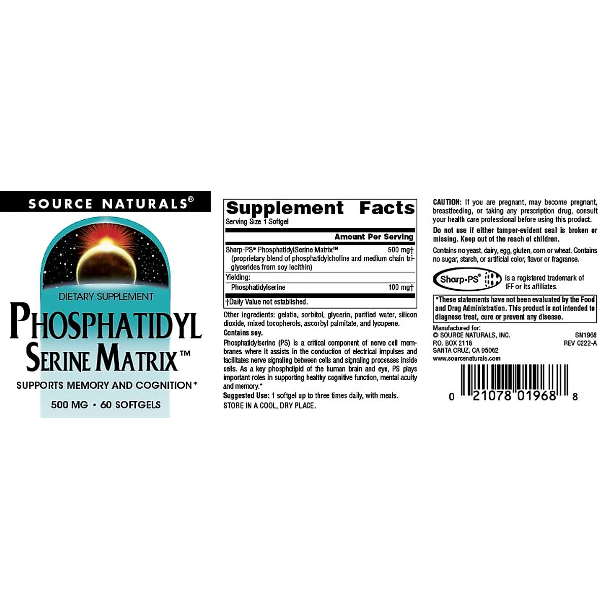 Source Naturals Phosphatidyl Serine Matrix 500mg - 60 Softgels