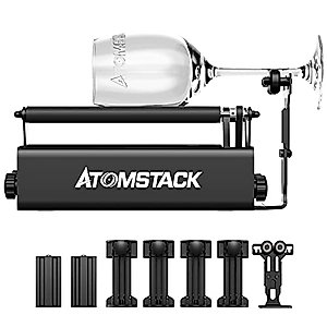 ATOMSTACK R3 Pro Engraver Rotary Roller, Engraver Y-axis Rotary Roller for 360° Engraving Cylindrical Objects with 4 Heightening Columns, 2 Support Shaft and 1 Support Frame