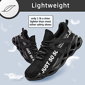 Furuian Steel Toe Shoes for Men Lightweight Women Safety Shoes Comfortable Steel Toe Sneakers, Black Size M8.5/W10