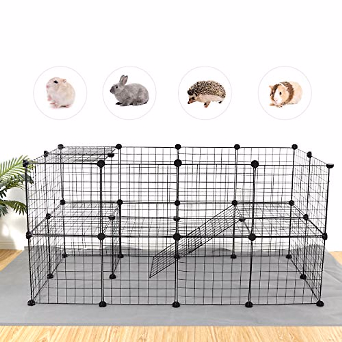 Pet Playpen Small Animals Cage Portable DIY Metal Wire Yard Fence for Rabbits,Guinea Pigs,Bunny,Puppy,Hamsters Crate Kennel 36 Panels