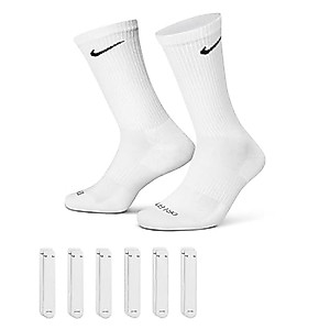 Nike Men's Everyday Plus Cushion Crew Socks (Medium, White/Black)