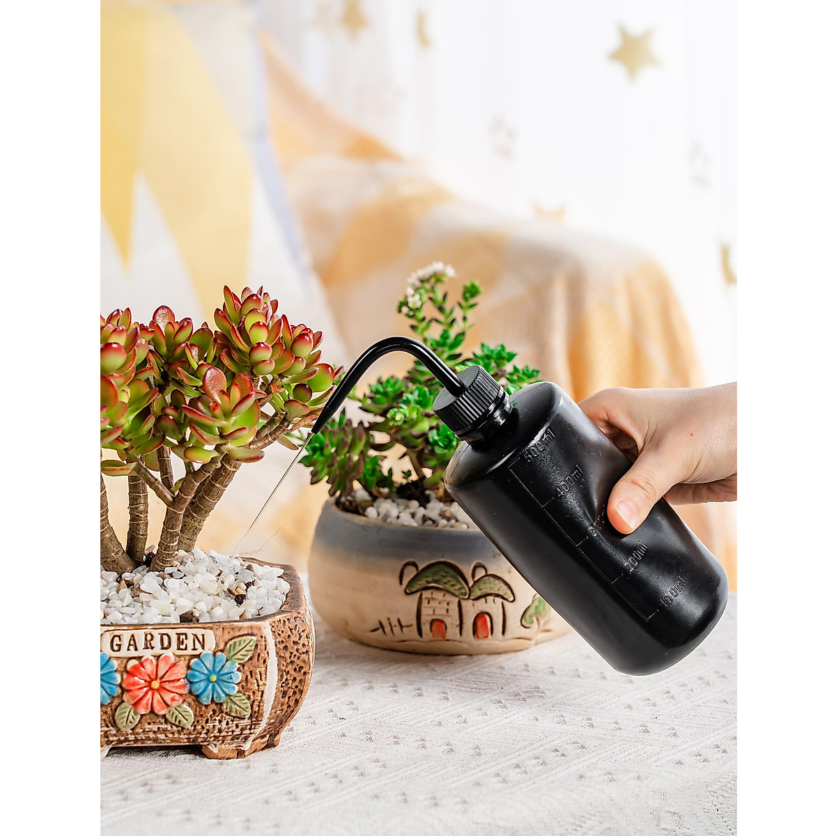 Melphoe Tattoo Wash Bottle Squeeze 3Pcs 500ml Squirt Bottle Succulent Watering Can, Safety Rinse Bottle, Plastic Squeeze Medical Lab Washing Bottle, Tattoo Supplies, Lash Water Bottle, Black