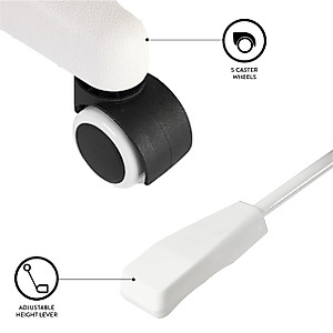 Urban Lifestyle Computer Office Rolling Swivel Task Desk Chair with Mesh Backrest and Caster Wheels, White with White Legs