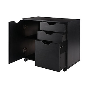 Winsome Halifax Storage Mobile Cabinets, 1 Large Door, 3 Drawers, for Home Office, Black