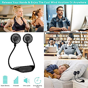 Leipple Neck Fan Portable - 5000 mAh USB Fan Sport Fan with 6 Speeds, Rechargeable Design - Handfree Wearable Personal Neckband Fan can Lasts for 26h for Travel,Office