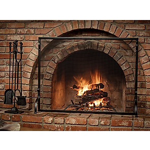 UniFlame, S-1127, Small Wrought Iron Spark Guard Fireplace Screen (41" Wide x 31.5" Tall)