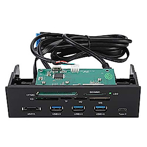 ASHATA Front Panel Hub 11 Port PC Front Panel with USB 3.0 Ports USB 3.1 eSATA Port and 6 Card Slots Card Reader Support M2 MSO Memory MS XD 64G CF Card Fit Any 5.25” Computer Case Front Bay