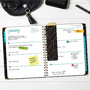 HARDCOVER 2023 Planner: (November 2022 Through December 2023) 8.5"x11" Daily Weekly Monthly Planner Yearly Agenda. Bookmark, Pocket Folder and Sticky Note Set (Black Gold Triangles)