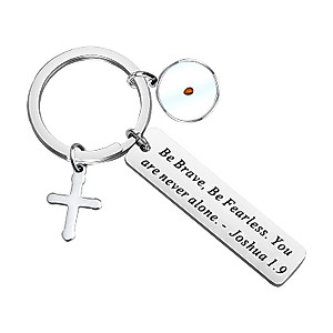 FEELMEM Mustard Seed Faith Gift Be Brave Be Fearless You Are Never Alone Joshua 1:9 Bible Verse Keychain Inspirational Faith Gift Religious Jewelry (Mustard Seed-KY)