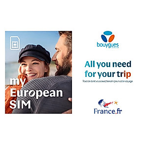 Bouygues - Travel Prepaid Sim Card France + Europe - 30 GB Data + Unlimited Calls & SMS - Works In France, Germany, UK, Italy, Spain, Portugal And Other European Countries, For Iphone & Android