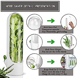 Vamrak Herb Saver for Refrigerator, Fresh Herb Keeper, Cilantro Containers for Refrigerator, Herb Saver Pod, Fresh Herb Keeper for Cilantro, Parsley, Asparagus, Keeps Vegetables for 2-3 Weeks (3PCS)