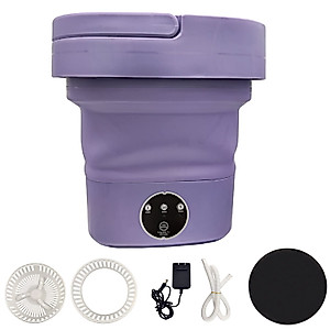 Flylin Portable Washing Machine Drying Washing Machine Foldable Mini Small Washer 6.5L Half Automatic Washt for Baby Clothes Underwear Apartment Camping RV Travel (Purple)