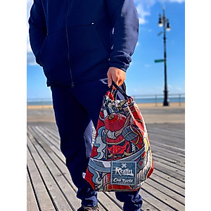 Ronin Gi Sports Bag - Oni Bushi-Draw String Backpack – Contact Sports Rucksack for BJJ, Karate, Judo, TKD, Kempo Gis – Gear Carrying Bag for Women, Men and Kids – 100% Polyester – Sturdy Printed Pouch