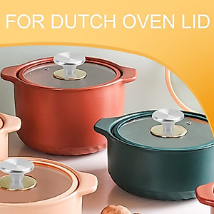 Dutch Oven Knob Stainless Steel Replacement Handle for Le Creuset,Aldi,Lodge and Other Enameled Cast-Iron Dutch Oven Pot Lid Knob Replacement(Silver 1 Set)