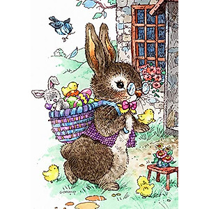 Toland Home Garden 1112287 Vintage Easter Bunny Easter Flag 12x18 Inch Double Sided Easter Garden Flag for Outdoor House Flag Yard Decoration