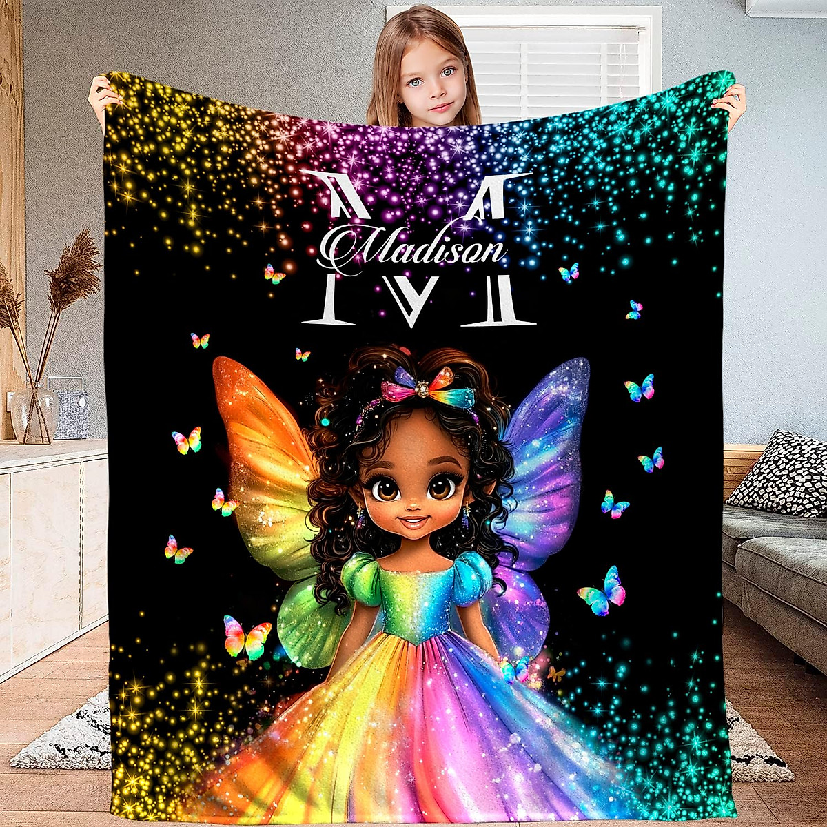 Personalized Princess Throw Blanket, Fairy Blanket, Initial Name Blanket, Personalized Name Blanket, Blanket for Teen Girls, Soft Blanket, Daughter Blanket from Mom, Gifts for Girls On Christmas