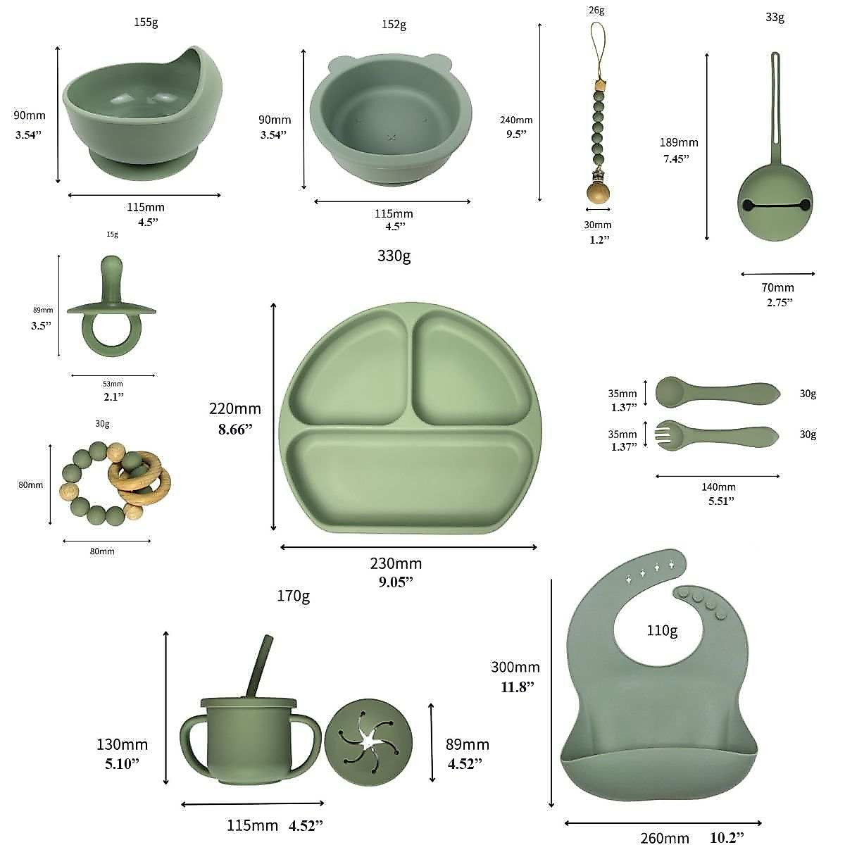 14 Pack Baby Led Weaning Supplies, Silicone Baby Feeding Set, Toddler Plates and Bowls Set, Baby Plates, Baby Bowls for Weaning, Baby Plates and Bowls Set, Baby Plates with Suction