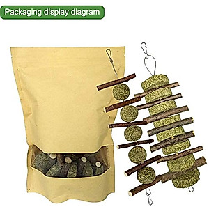 Barley Ears Rabbit Chew Toys for Teeth, 2 Pcs 100% Organic Natural Apple Wood Grass Cake & Ball String, Ideal for Chinchillas, Guinea Pigs, Hamsters Bunny Improve Dental Health