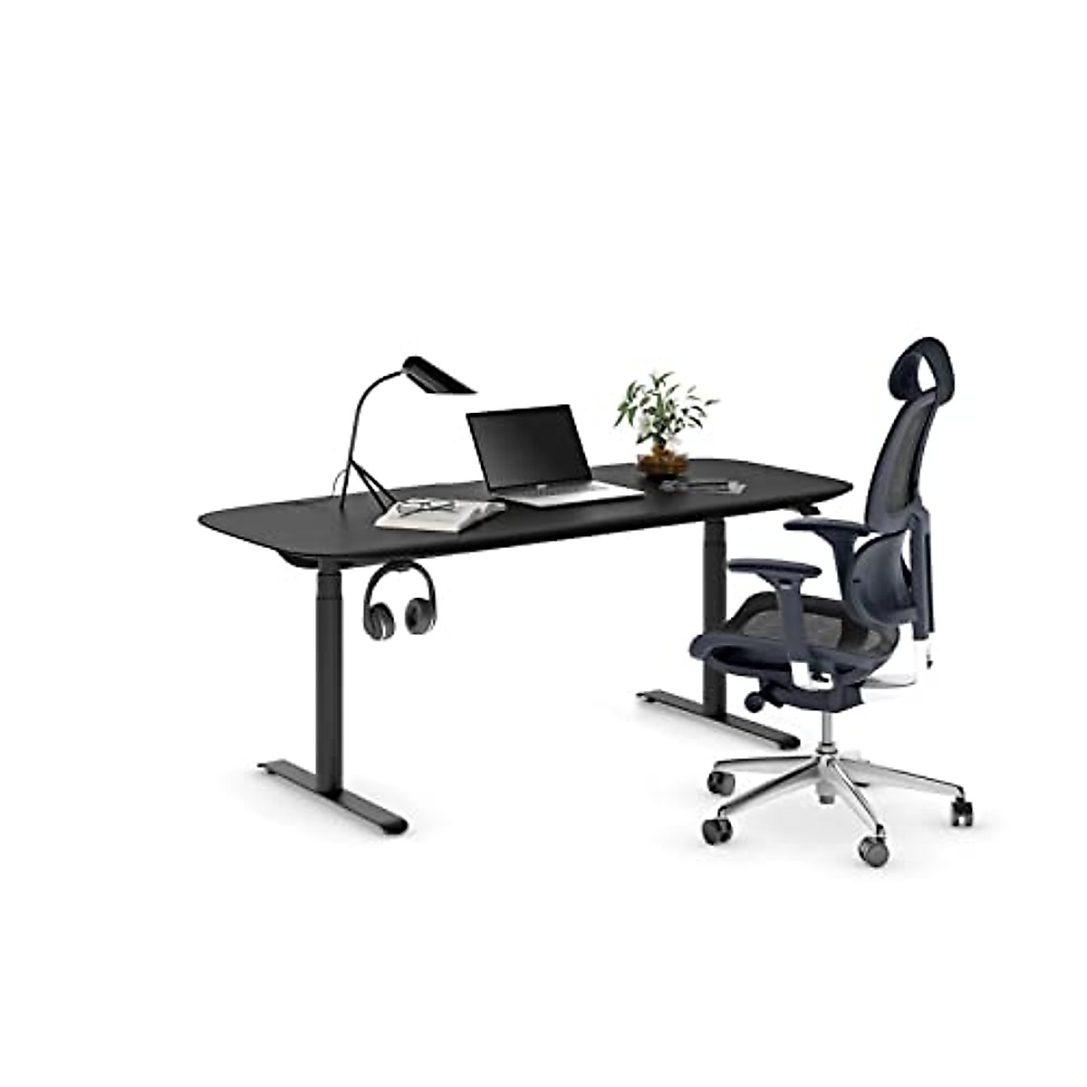 BDI Furniture Soma - Lift Desk - 72" W - Ebonized Ash Top - Black Base