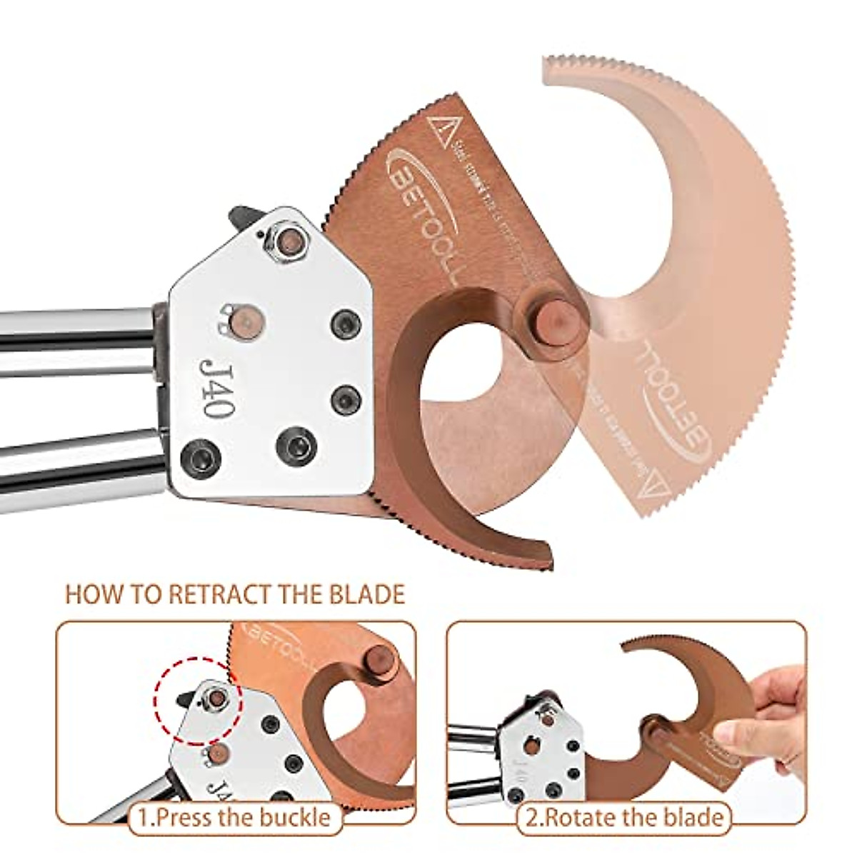 BETOOLL Heavy Duty Aluminum Copper Ratchet Cable Cutters up to 300mm² Wire Cutters 600mcm