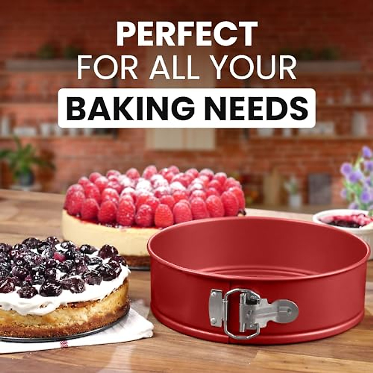 Zulay Premium Springform Pan 9 Inch Nonstick - Cheesecake Pan With Removable Bottom - No Need For Parchment Paper - Spring Form For Baking - Leak-Proof Cake Pan (Red)