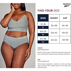 Reebok Women's Plus Size Hipster Panties - 4 Pack Performance Seamless Underwear for Women, Made to Fit Your Curves (1X-3X), Size 3X, Green/Lily/Black/Black