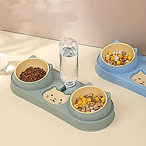 Generic Cats Dogs Double Bowl Auto Feeder Water Dispenser Food Container (Green)