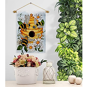 Ornament Collection My Bee Garden Flag Set Wood Dowel Friends Butterfly Ladybugs Dragonfly Springtime Insect Natural Wildlife House Decoration Banner Small Yard Gift Double-Sided, Made in USA