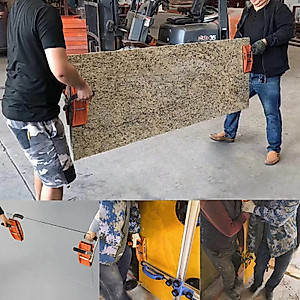 SDRTOP 2 PACK Double Handed Stone Carrying Clamps Granite Panel Carriers Lifting Tools 660lbs Transporting Heavy Duty Carry Clamp for Glass Quartz Slabs Marble with Rubber-lined （0-2.36in)