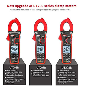 UNI-T UT206B UT207B UT208B Clamp Meter Amperimetrica VFC Electrical Instruments DC/AC Current Voltage Tester Auto Range